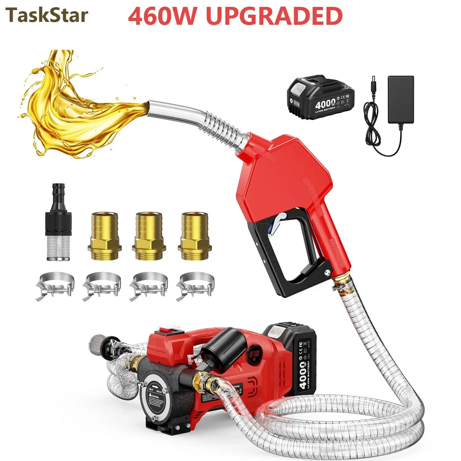 TaskStar 460W Fuel Transfer Pump 12GPM Cordless Electric Transfer Pump ...
