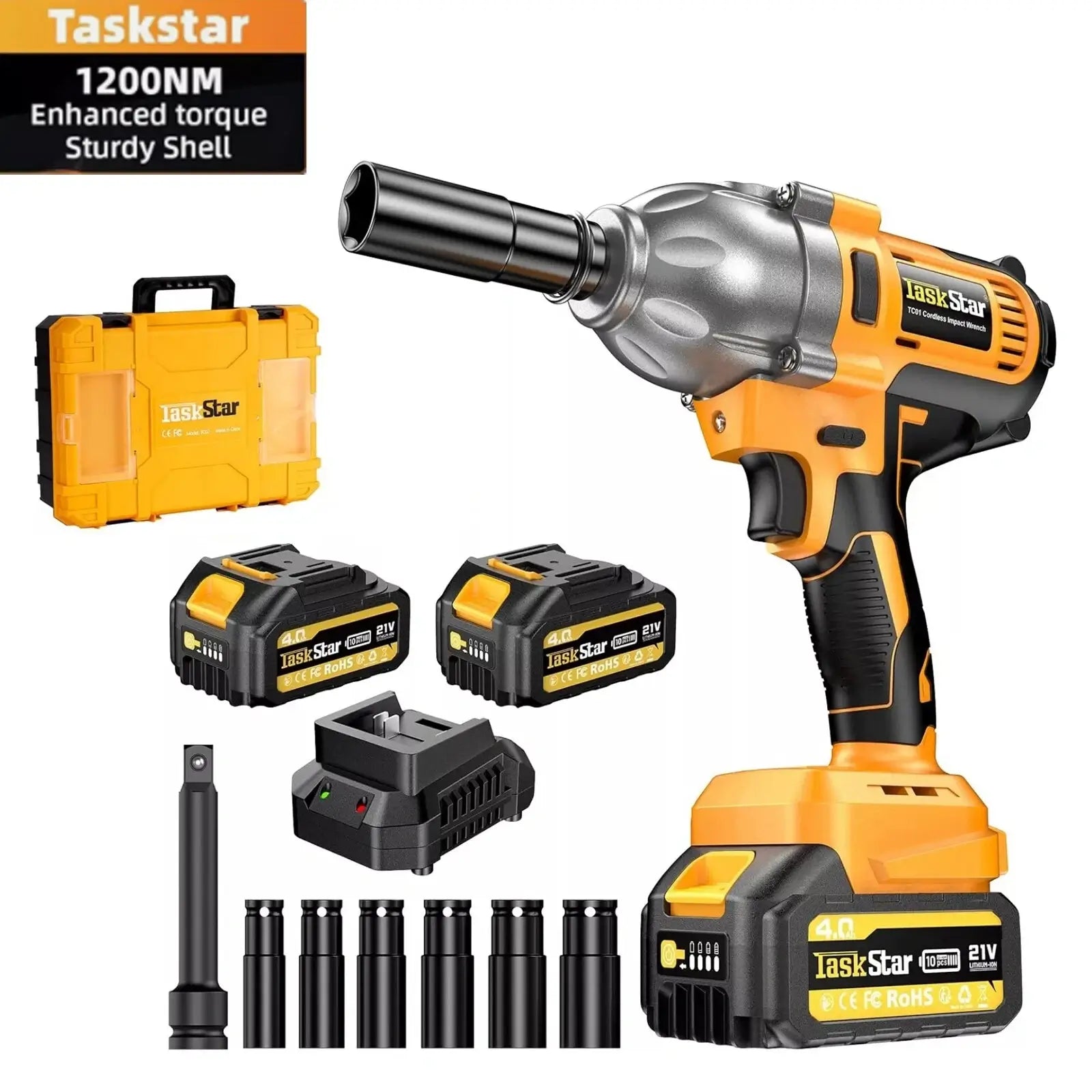 TaskStar Cordless Impact Wrench 1/2 inch, 1200N·m Brushless High Torqu ...